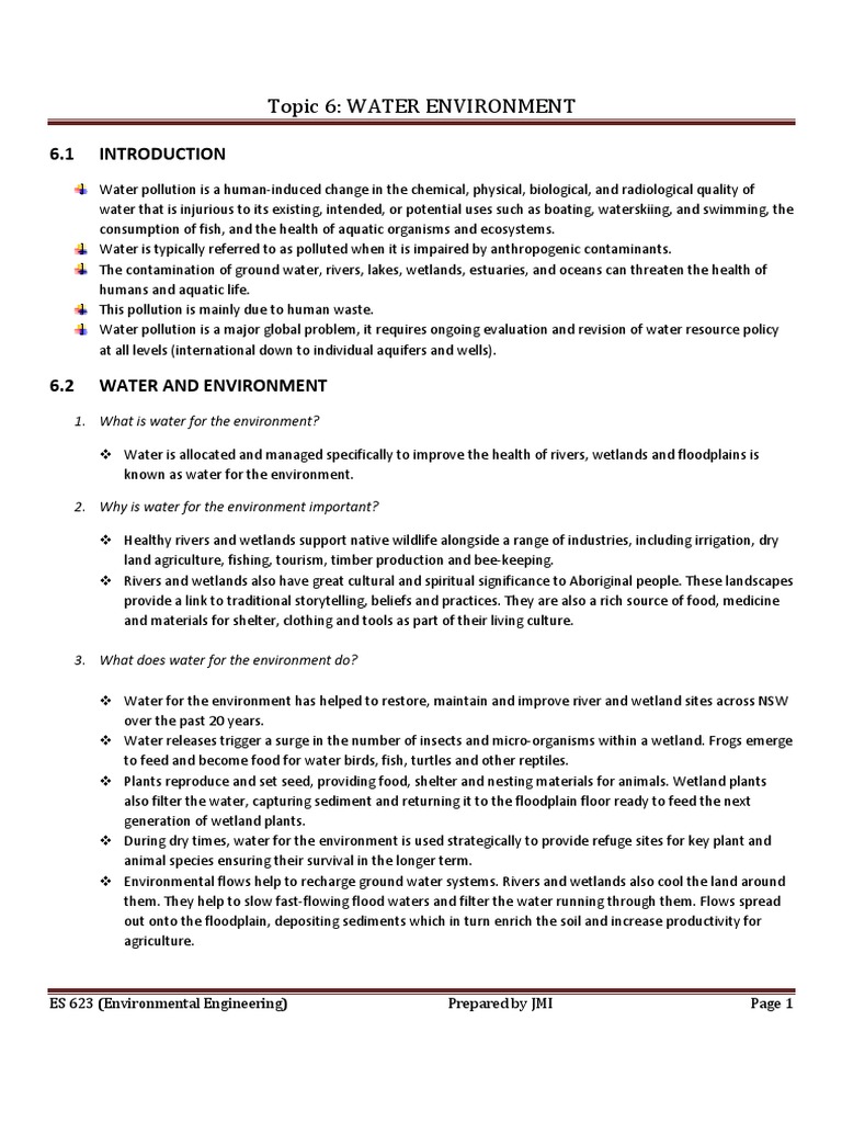 Topic 6: Water Environment | PDF | Water Pollution | Wastewater