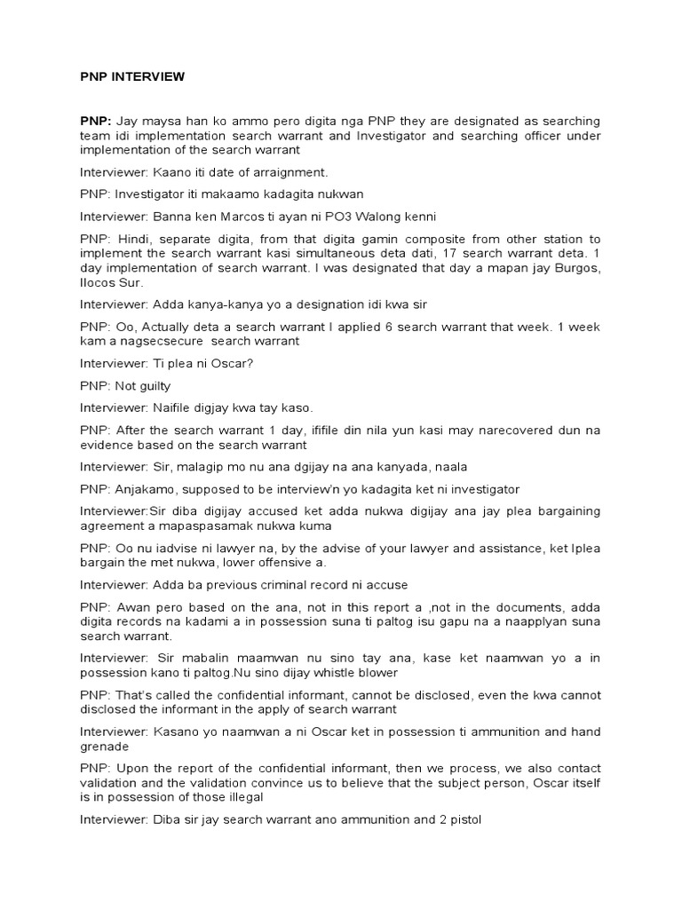 PNP Interview | PDF | Legal Concepts | National Security
