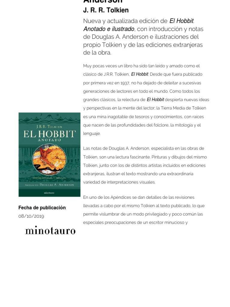 El Hobbit Anotado | PDF | J. R. R. Tolkien | Agitación
