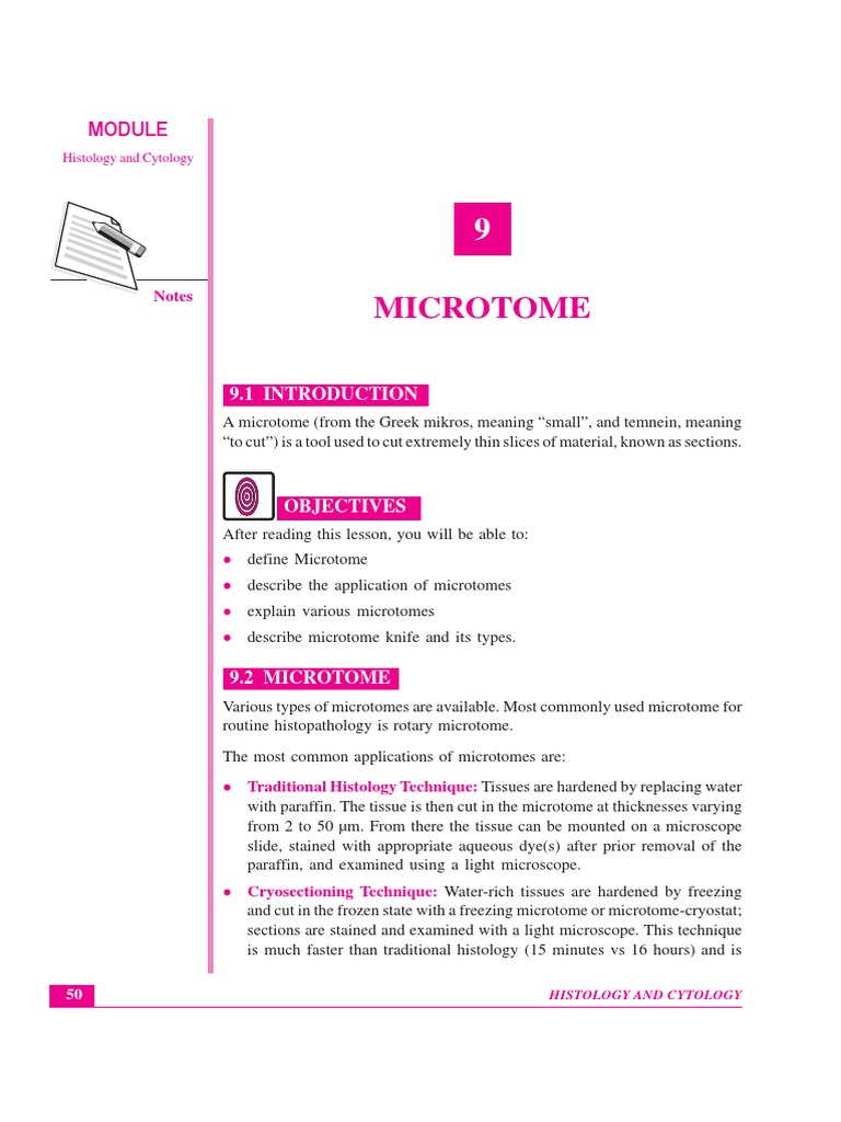 Lesson-09 Microtome | PDF | Histology | Laboratories