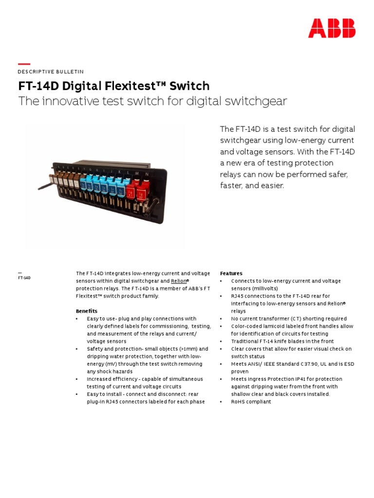 FT-14D Flexitest Switch 1VAC395884-DB Rev A | PDF | Electrical ...