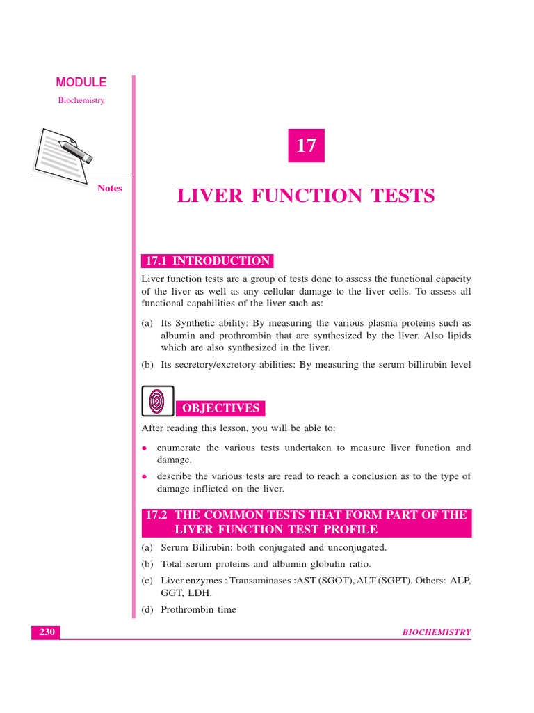 Lesson 17. Liver Function Tests (376 KB) PDF | PDF | Alanine ...