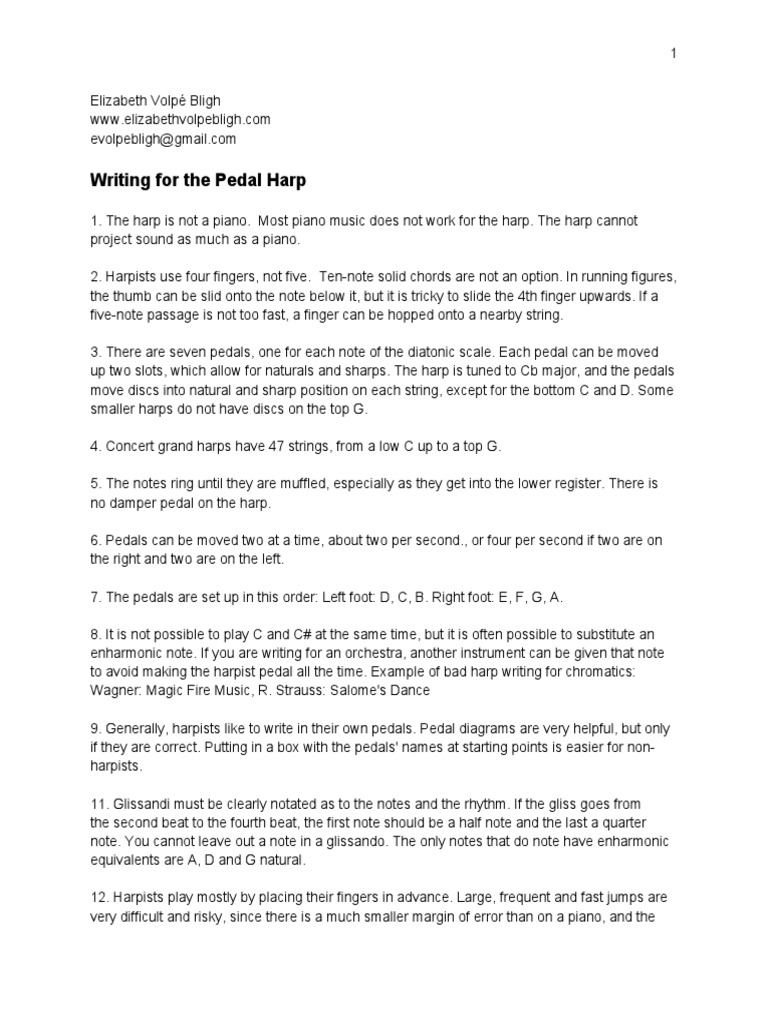 Writing for the Harp: Tips for Composers | PDF | Piano | String Instruments