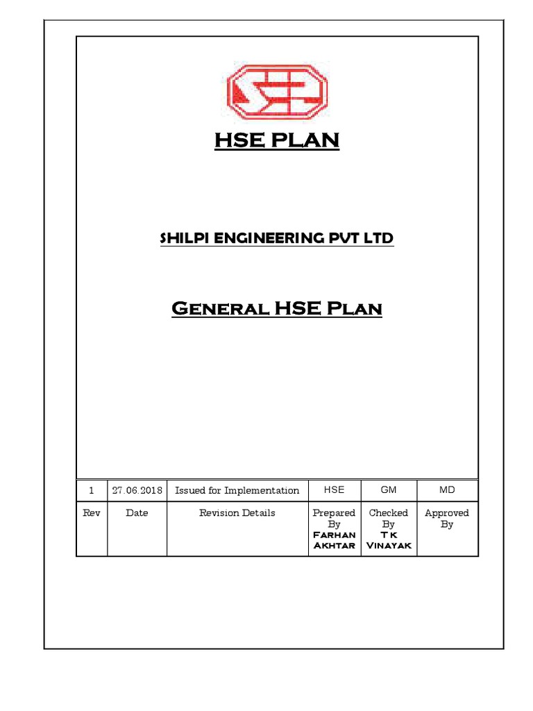 HSE Plan | PDF | Risk Assessment | Occupational Safety And Health