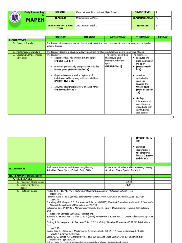Planning Physical Education: Documenting Lesson Plans, Assessments and ...