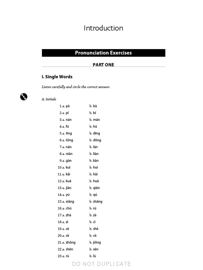 Pronunciation Exercises: Part One I. Single Words | Download Free PDF ...