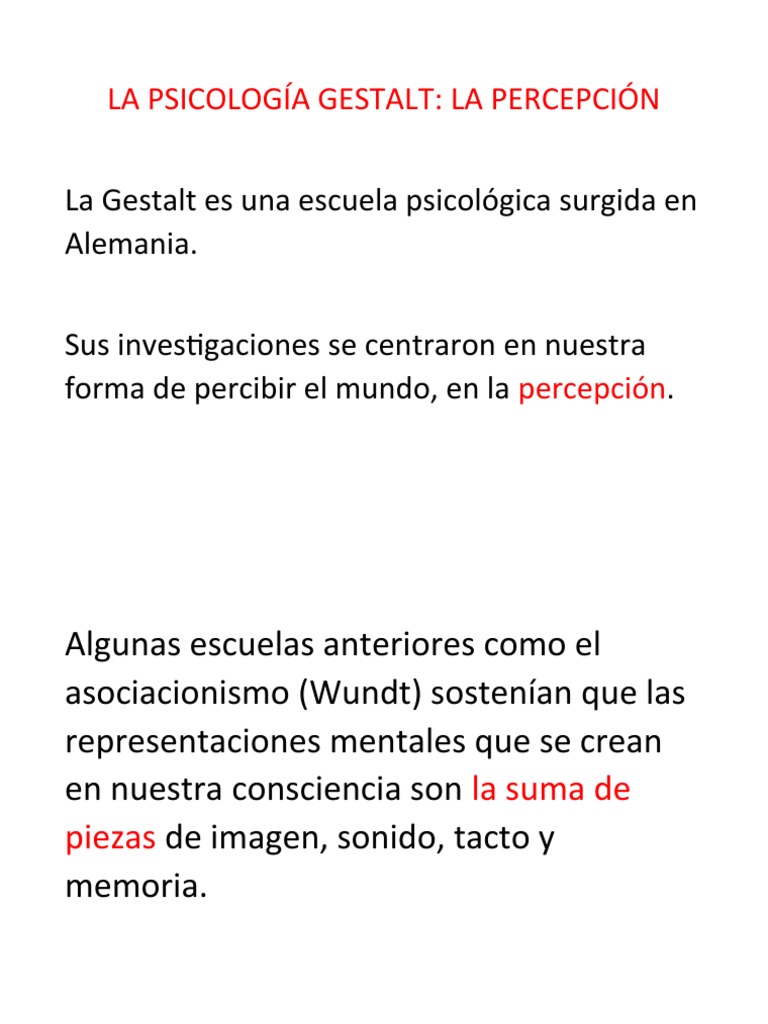 LA PSICOLOGÍA GESTALT esquema | PDF | Percepción | Percepción visual