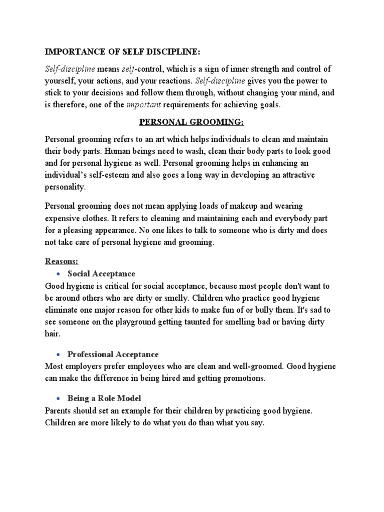 Importance of Self Discipline | PDF