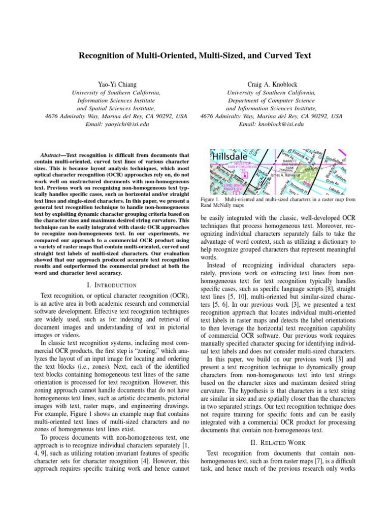Recognition of Multi-Oriented, Multi-Sized, and Curved Text | PDF | Optical Character ...