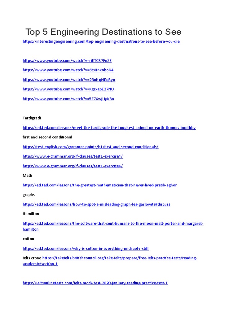 Top 5 Engineering Destinations To See | PDF | Languages