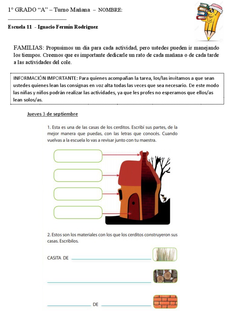 Actividades El Lobo y Los Tres Cerditos | PDF