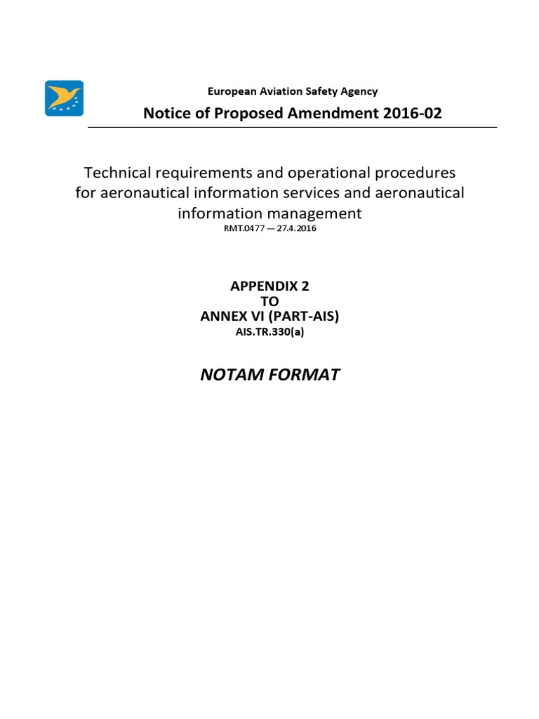 Appendix 2 To Part-AIS - NOTAM Format | PDF | Aerospace | Aviation