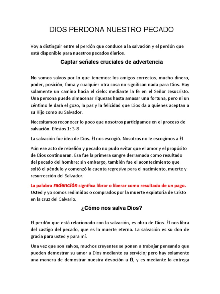 Perdón Divino y Salvación Eterna | PDF | Salvación | Pecado