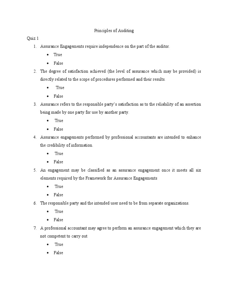 Principles of Auditing - Test No Answer | PDF | Financial Audit | Audit