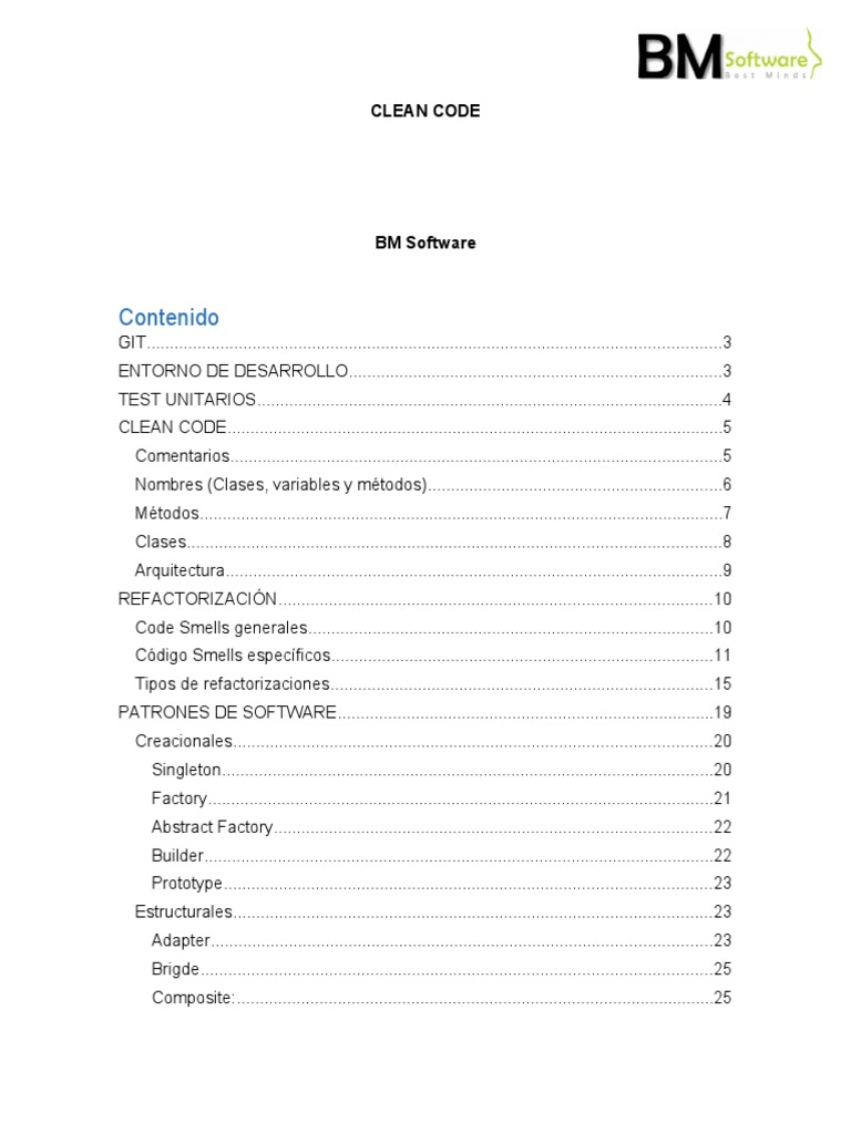 Manual de Clean Code | PDF | Objeto (informática) | Entorno de ...
