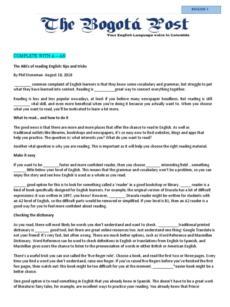 Complete With A - An: The Abcs of Reading English: Tips and Tricks ...