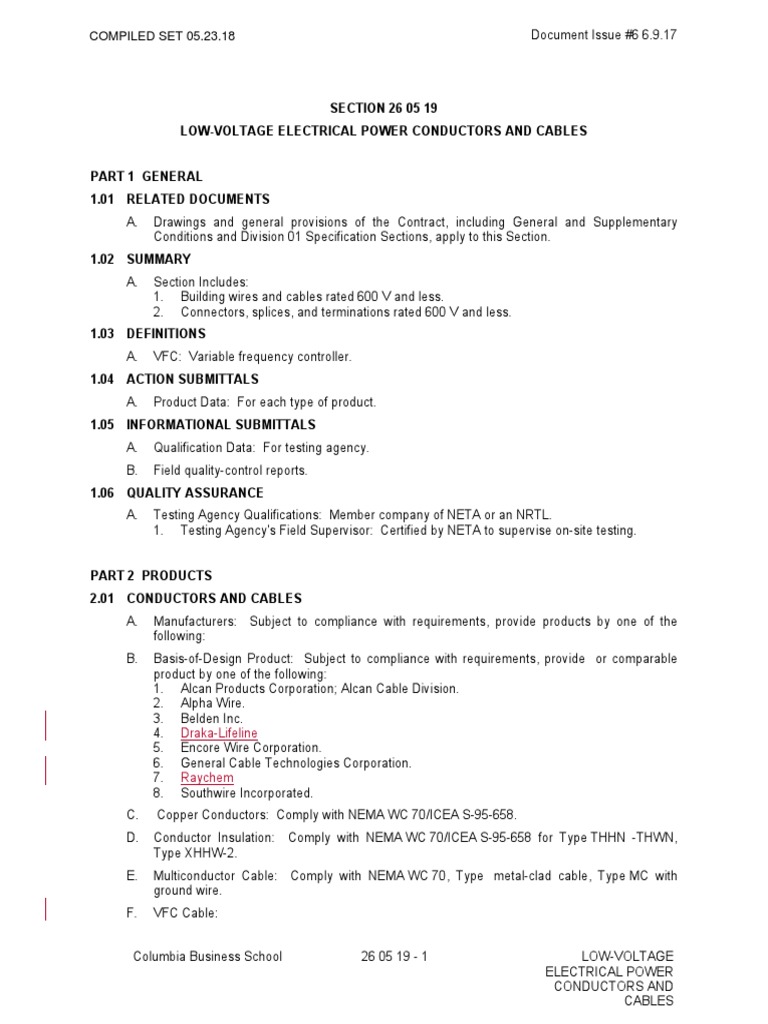 Low Voltage Electrical Power Conductors and Cable - Rev - 2 | PDF ...