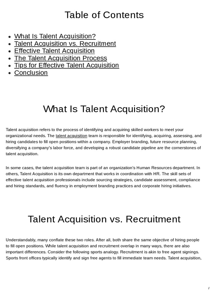 Talent Acquisition | PDF | Recruitment | Human Resources