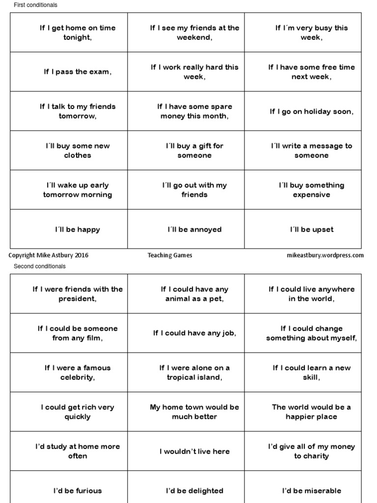 1st 2nd and 3rd Conditionals Game Mikeastbury Wordpress1 PDF | PDF