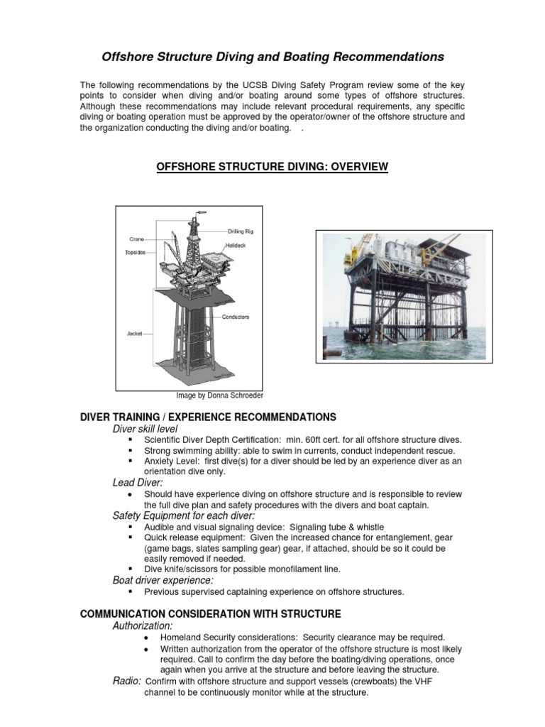 Offshore Structure Diving and Boating Recommendations | PDF ...