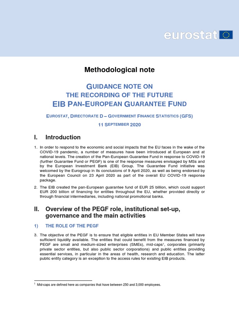 EIB Pan-European Guarantee Fund - Methodological Note | PDF | Guarantee | Interest