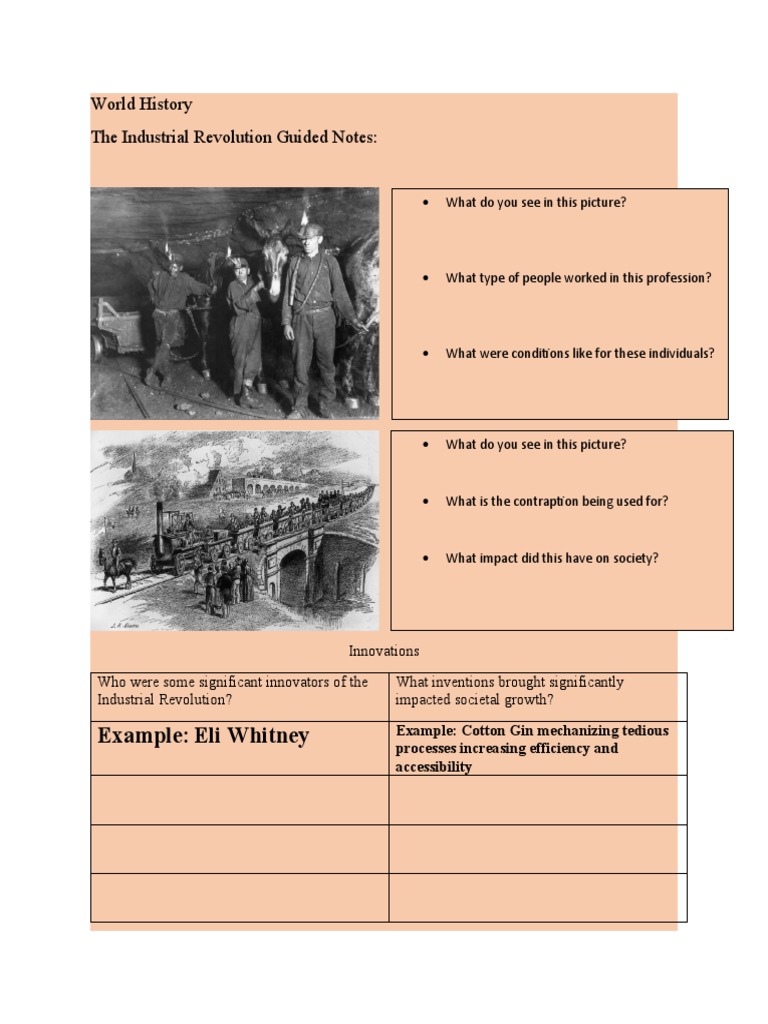 Example: Eli Whitney: World History The Industrial Revolution Guided ...
