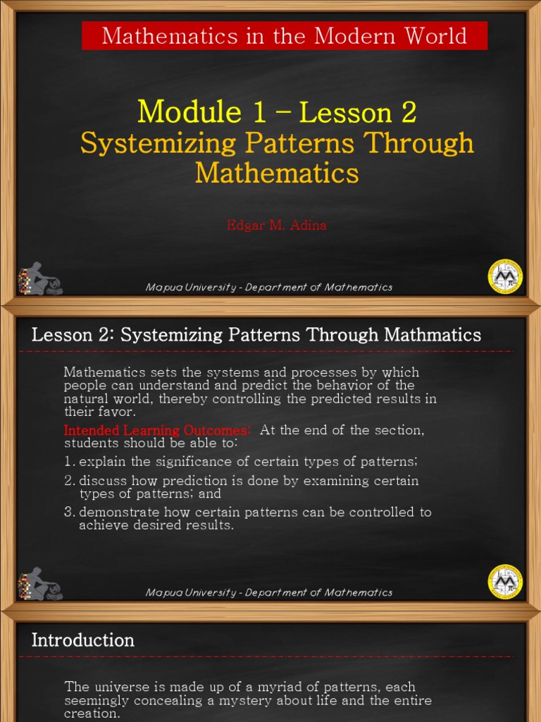 Mathematics in The Modern World: Systemizing Patterns Through Mathematics | PDF | Rectangle ...