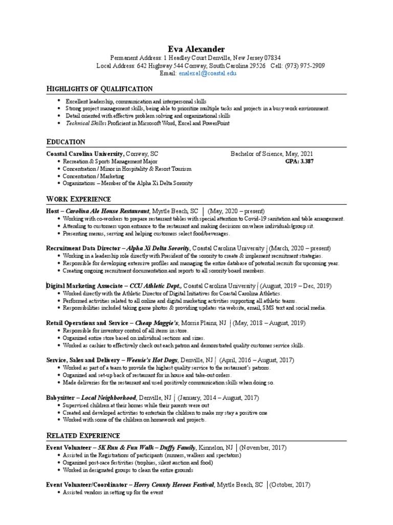 Eva - Resume 9-1-20 New | PDF | Business