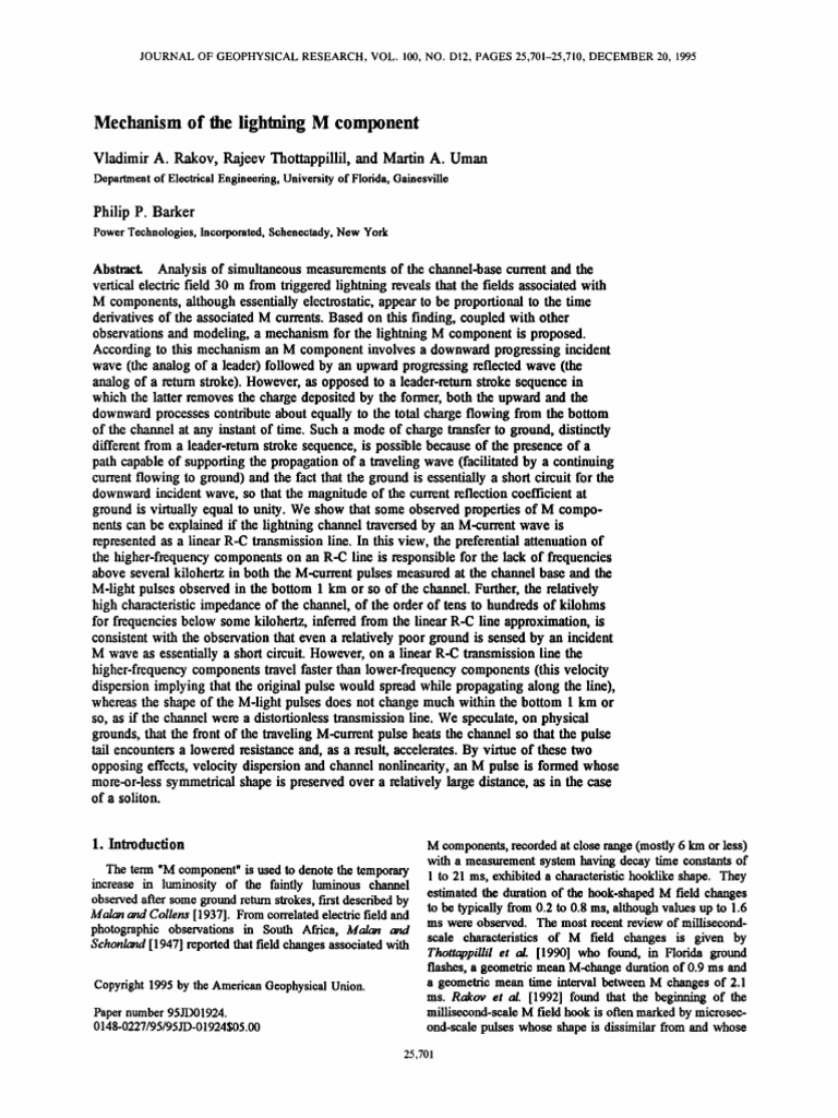 Mechanism of The Lightning M Component PDF | PDF | Lightning | Waves