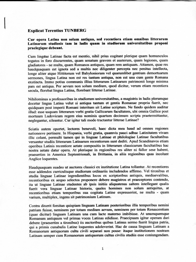 Terentius Tunberg de Latinitate Viva | PDF