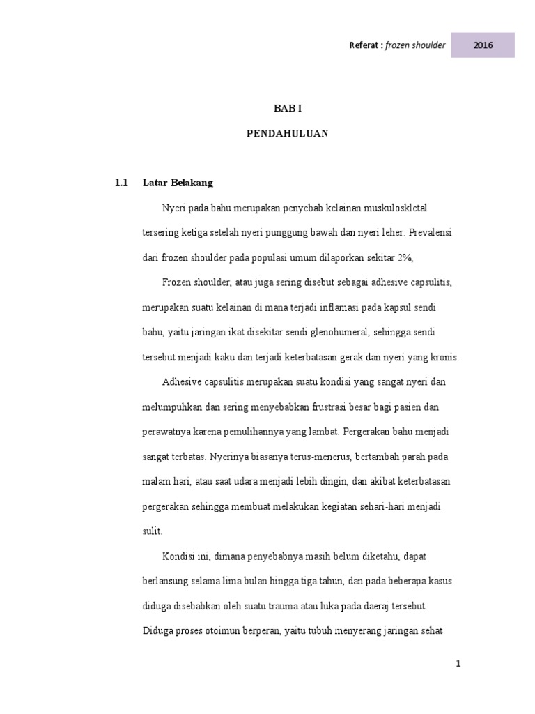 Frozen Shoulder: An Overview of Etiology, Pathophysiology, and ...