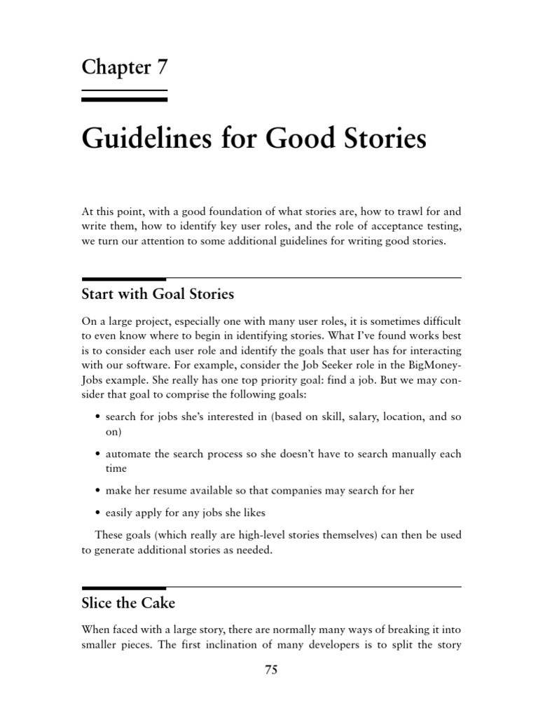 Guidelines For Good Stories: Start With Goal Stories | PDF | Résumé ...