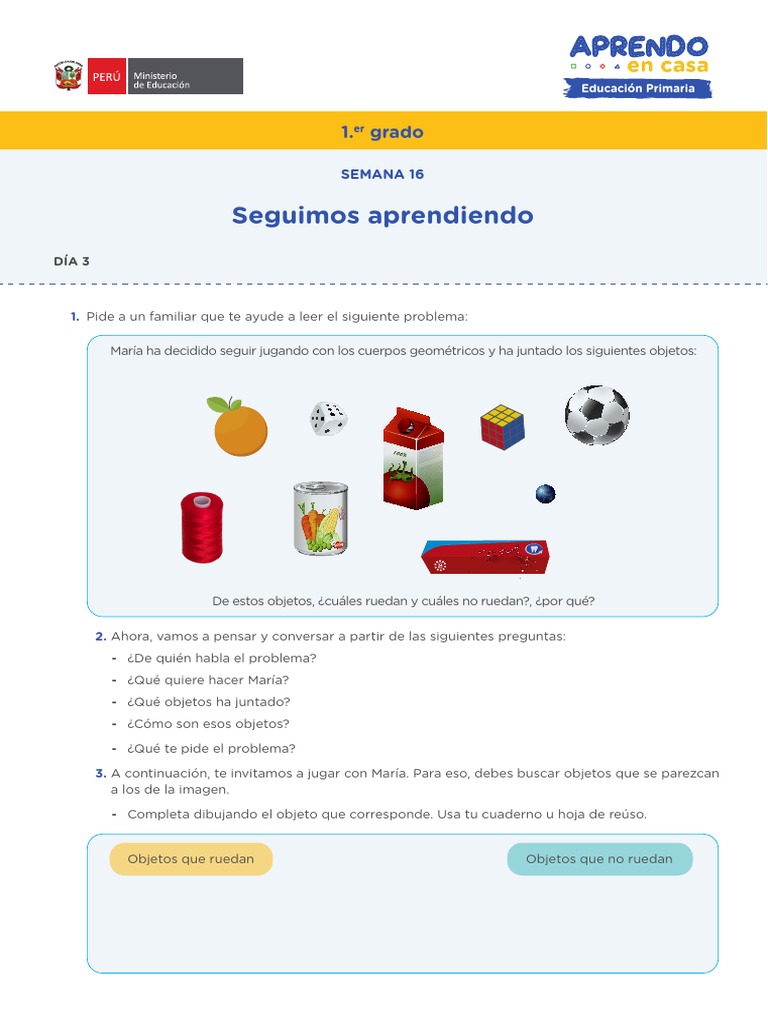 s16 Prim 1 Recurso Seguimos Aprendiendo Dia 3 PDF | PDF | Educación ...