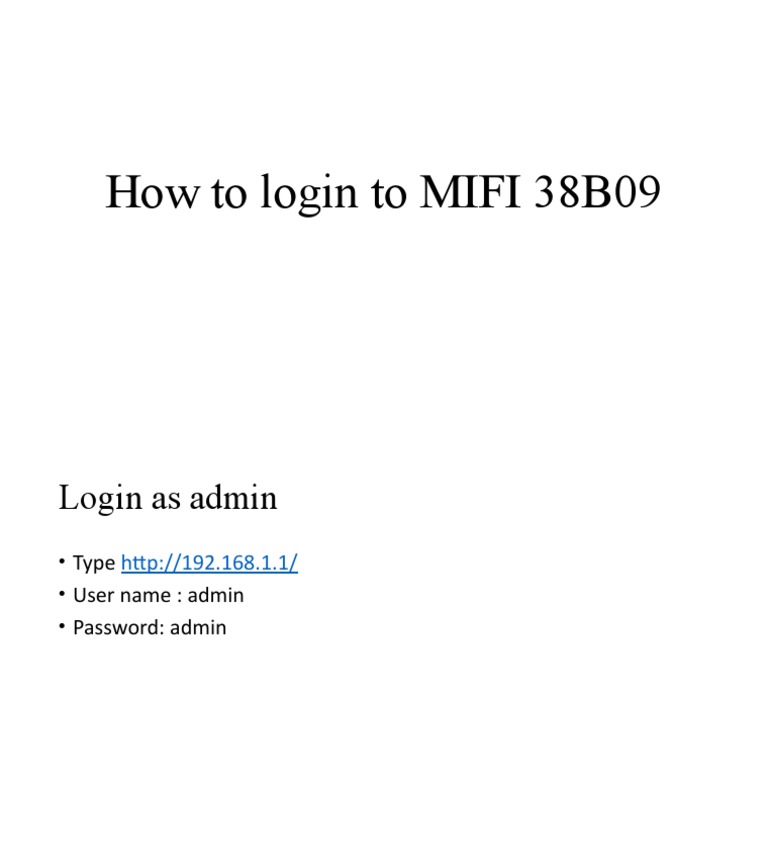 How To Login To MIFI 38B09 | PDF