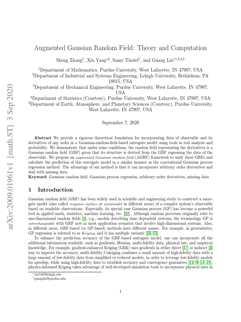 Gaussian Random Field | PDF | Derivative | Normal Distribution