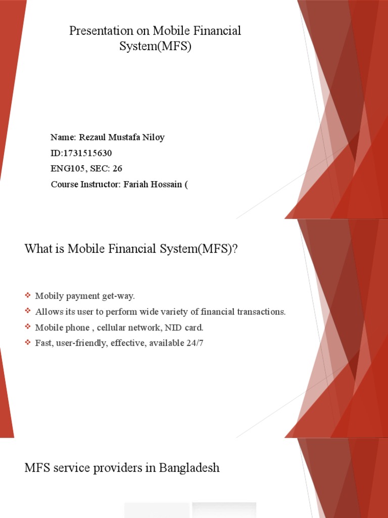 Presentation On Mobile Financial System (MFS) | PDF | Financial ...