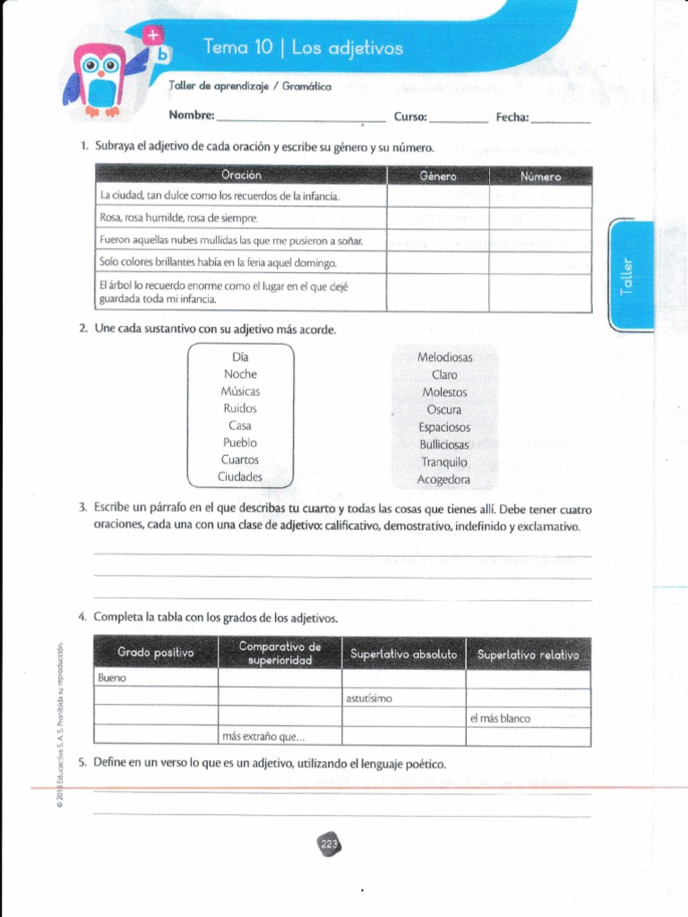 Evaluacion de Los Adjetivos | PDF