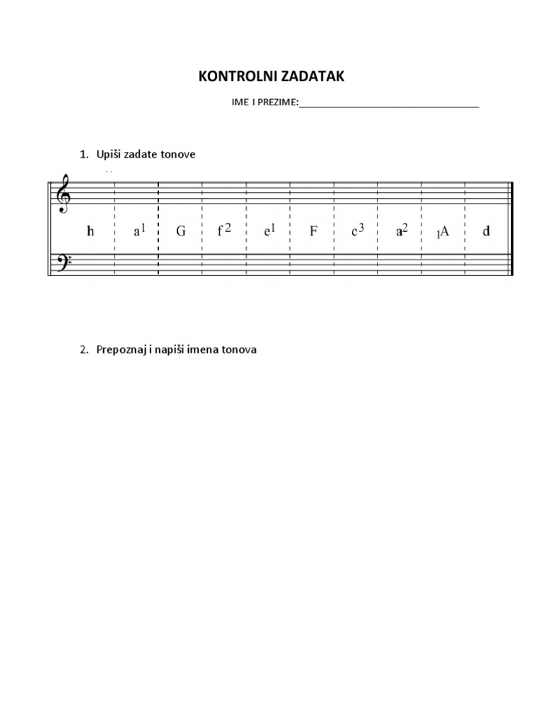 KONTROLNI Tonski Sistem I Lestvice | PDF