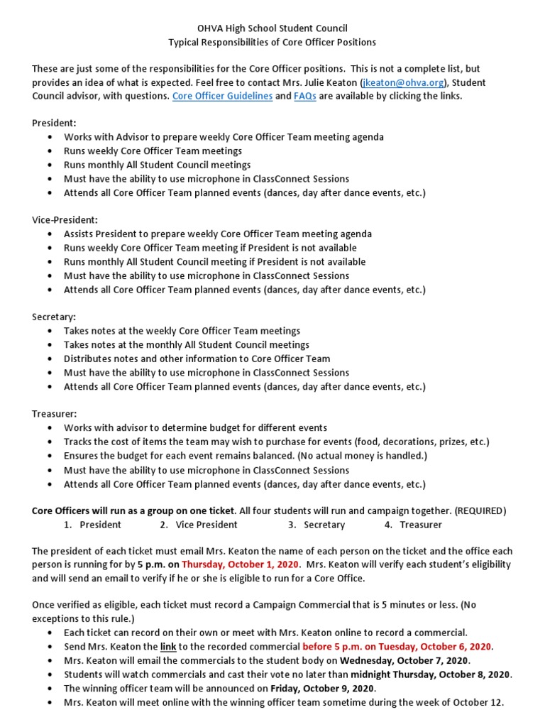Core Officer Responsiblities | PDF | Government | Business