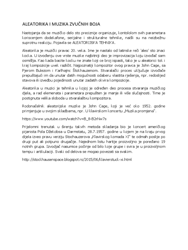 ALEATORIKA Uvod | PDF