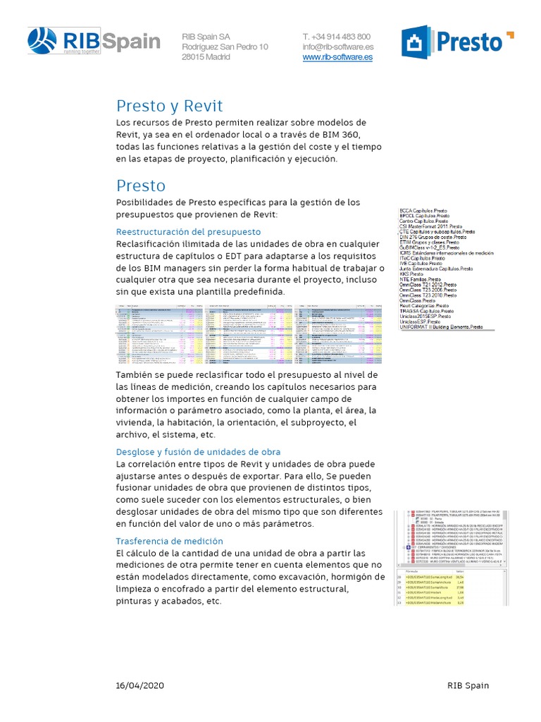 Presto y Revit | PDF | Presupuesto | Autodesk Revit