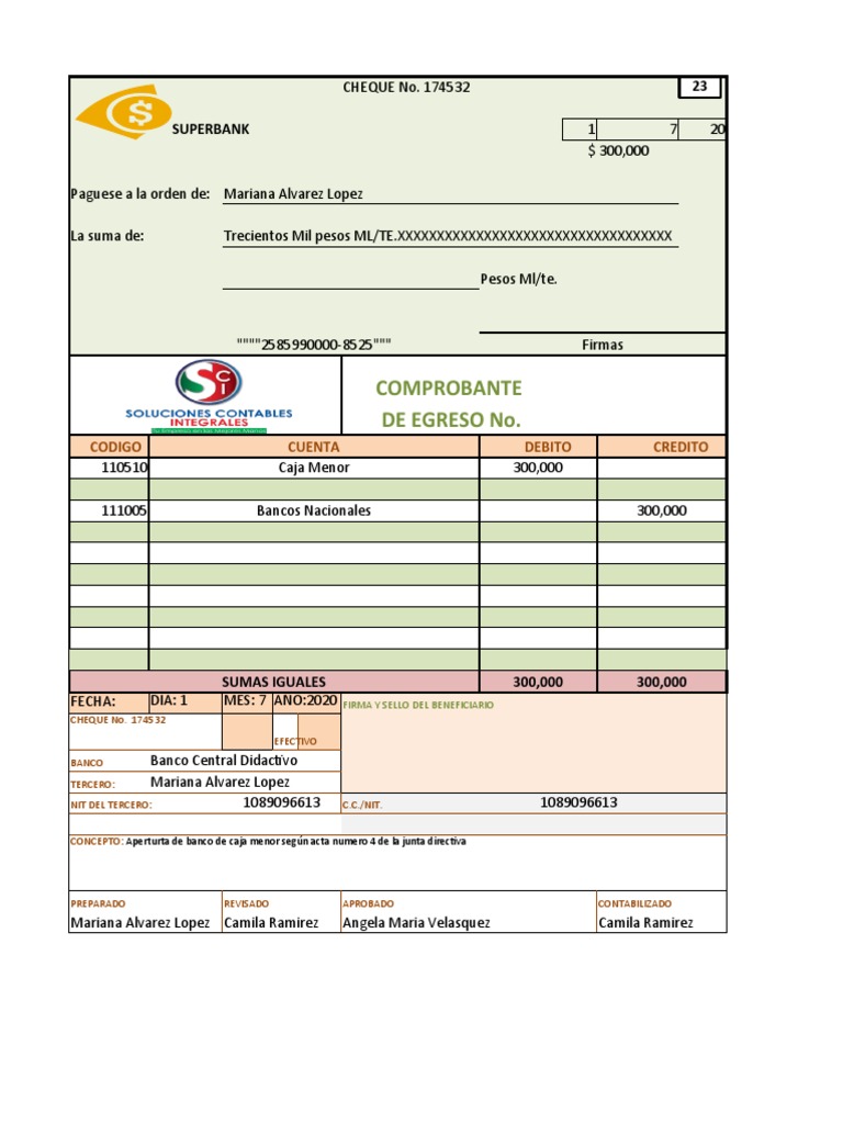 Comprobante Egreso Cheque | PDF