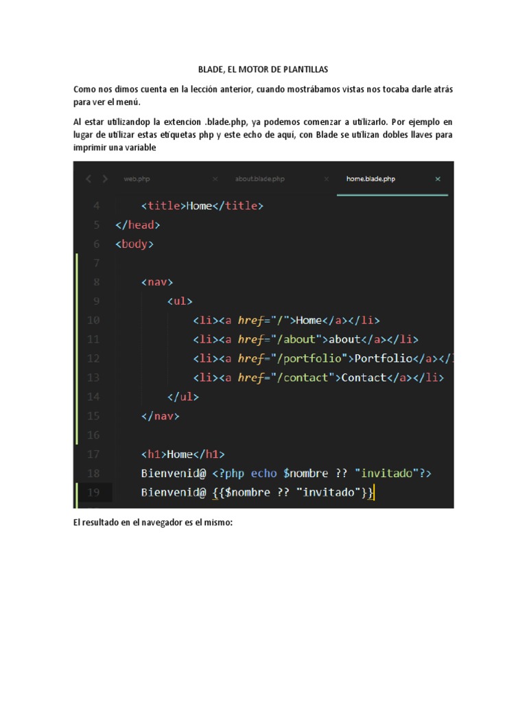 BLADE, Motor de Plantillas | PDF | Script Java | Php