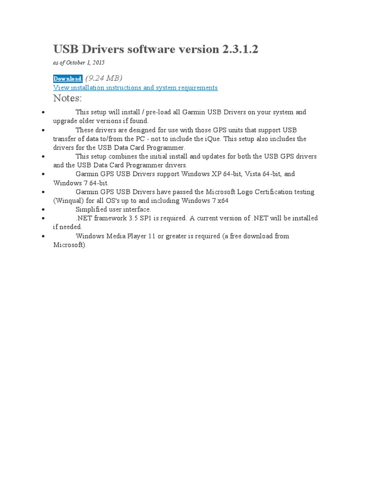 USB Drivers Software Version 2 | PDF