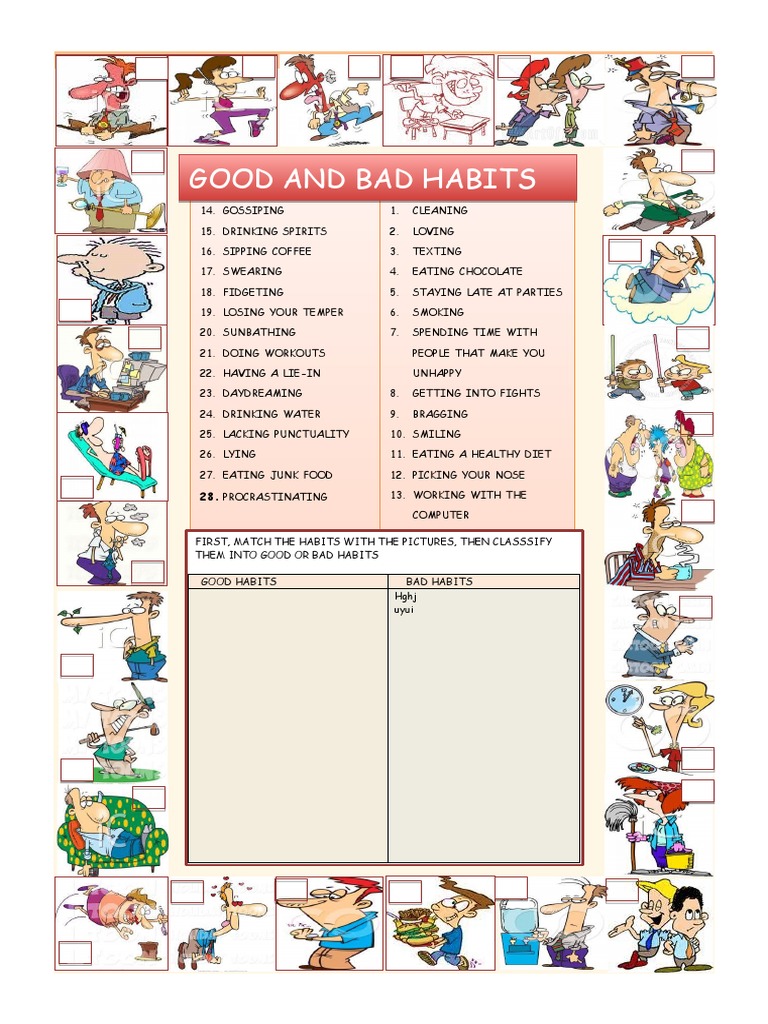 Bad Habits Chart For Kids