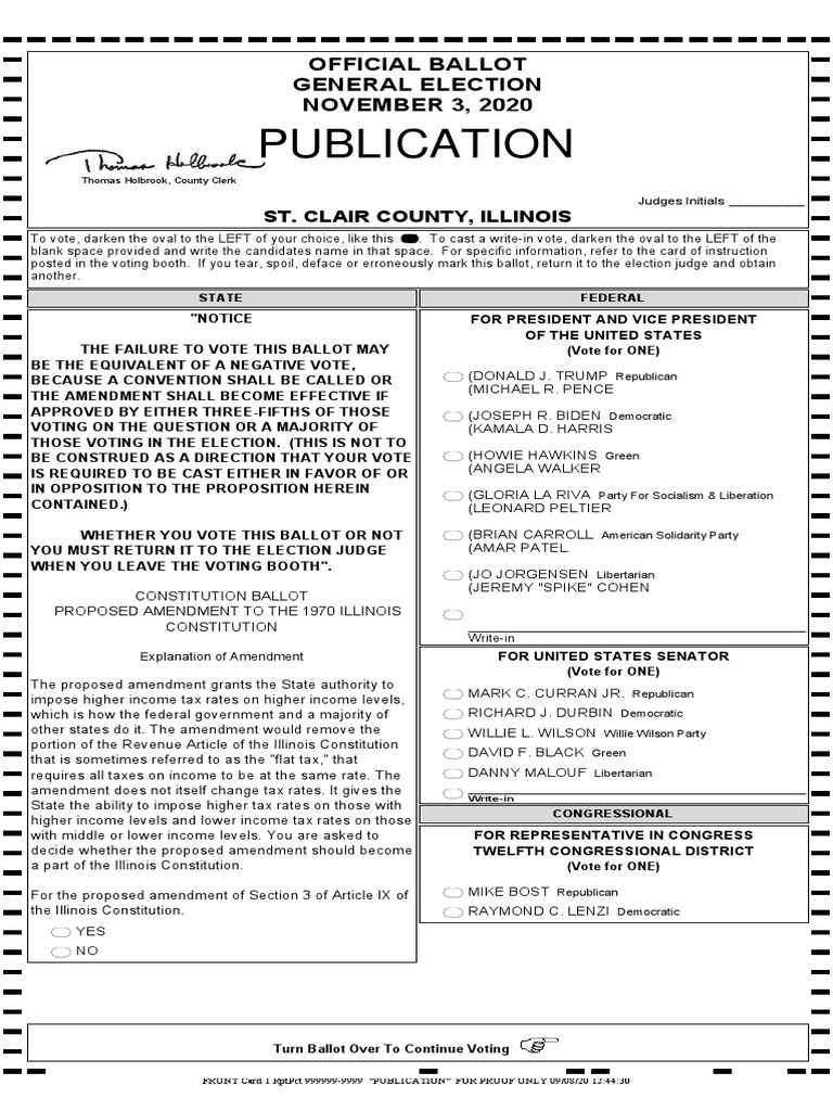St. Clair County Sample Ballot | Voting | United States House Of ...