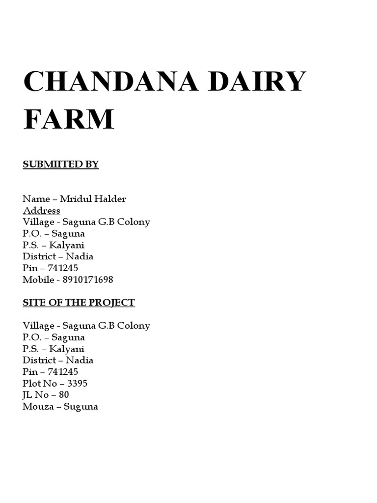 Chandana Dairy Farm | PDF