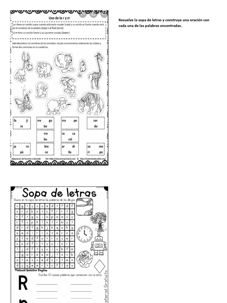 Resuelve La Sopa de Letras y Construye Una Oración Con Cada Una de Las ...