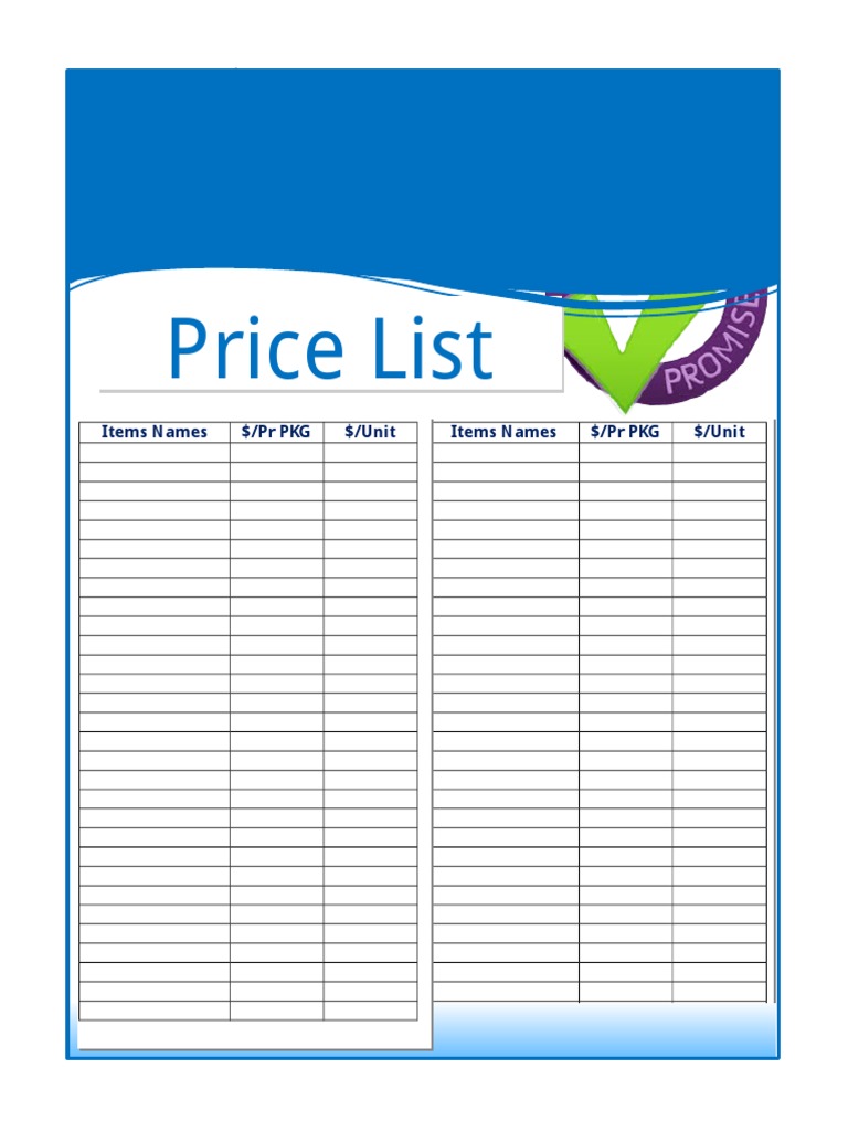 Price List Template 1 | PDF