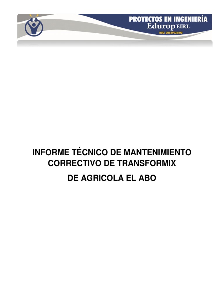 Mantenimiento de Transformix en Agrícola El Abo | PDF | Aislador ...